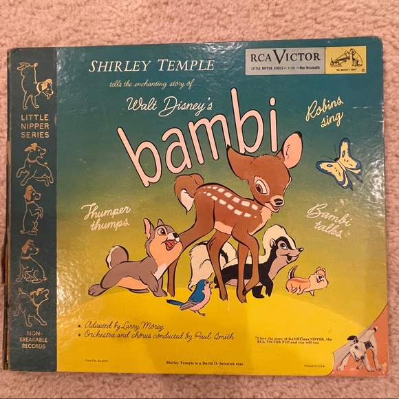 Disney | Other | Antique Walt Disneys Bambi Vinyl Record Story Setshirley Temple | Poshmark